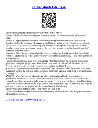 Cardiac Muscle Lab Report | PDF