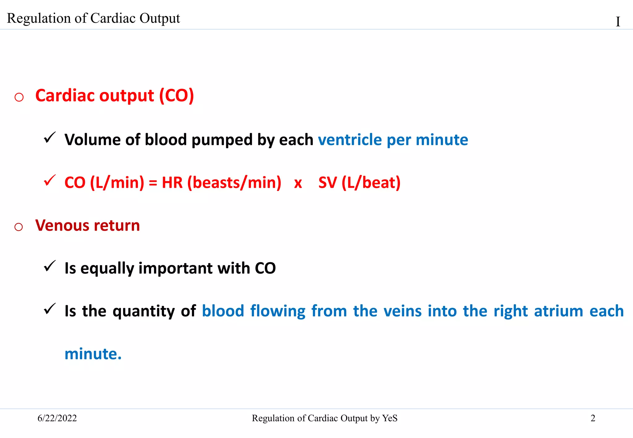 Cardiac Out Put regulation .pdf