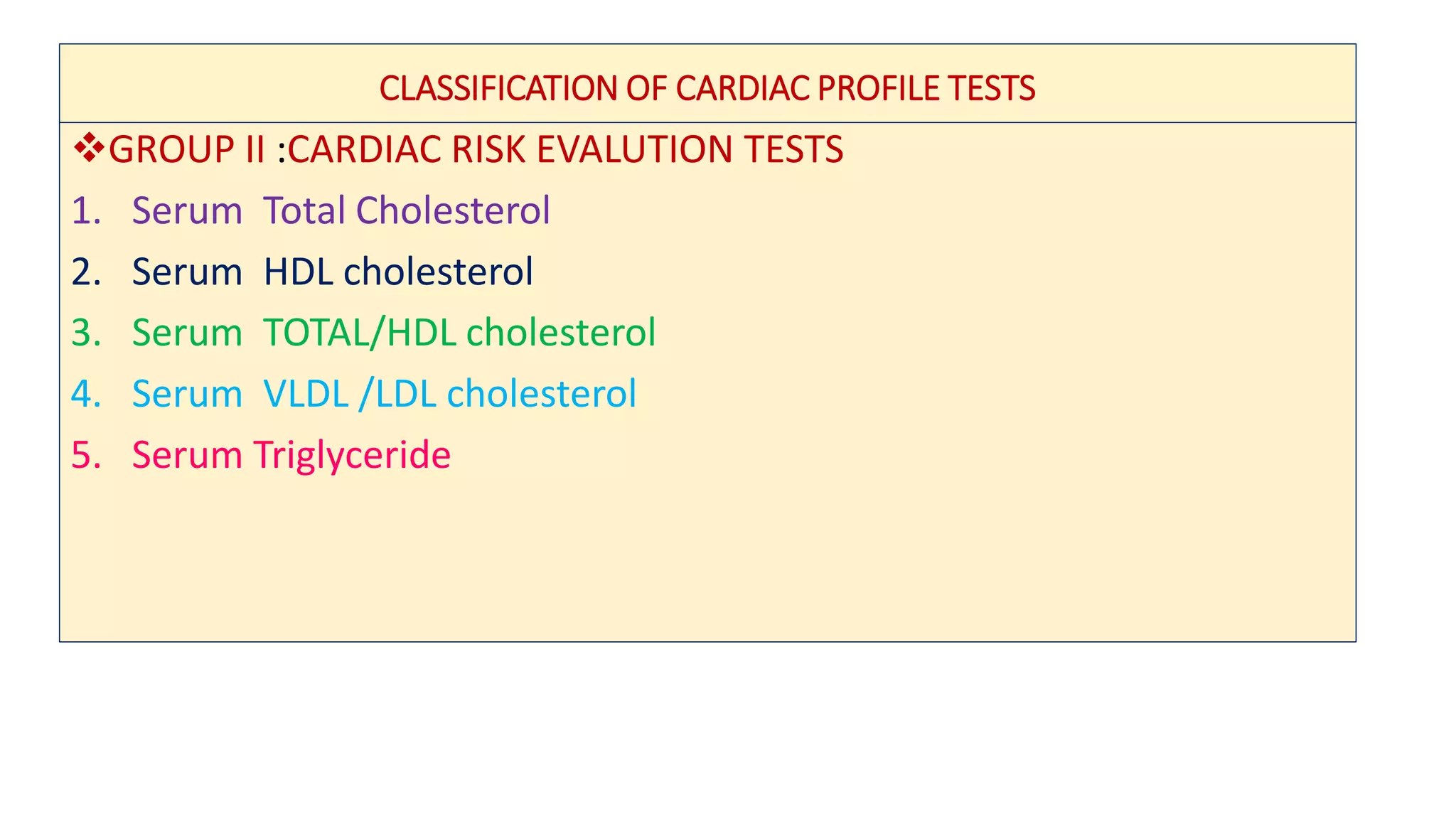 Cardiac profile tests(biochemical ) | PDF
