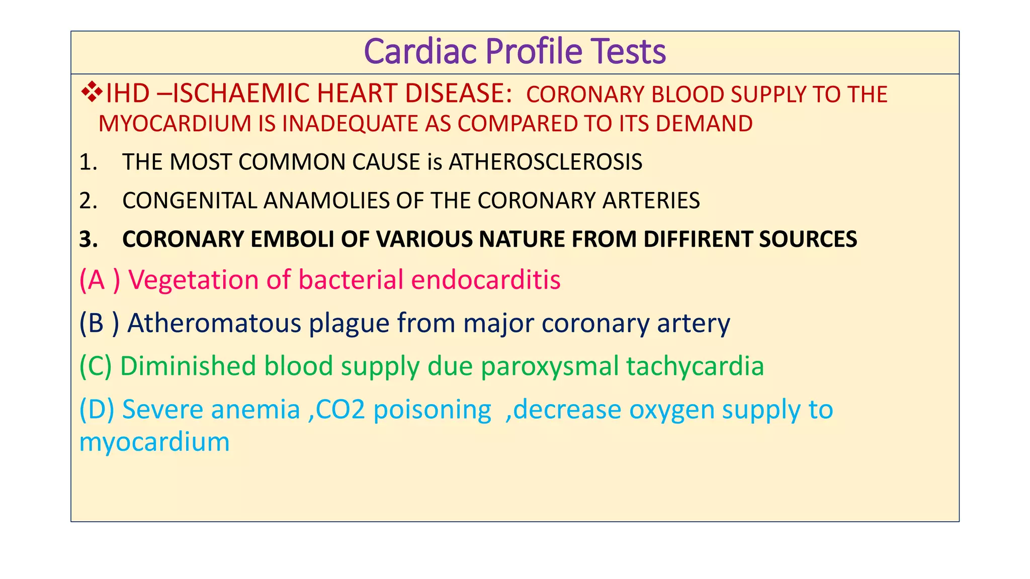 Cardiac profile tests(biochemical ) | PDF