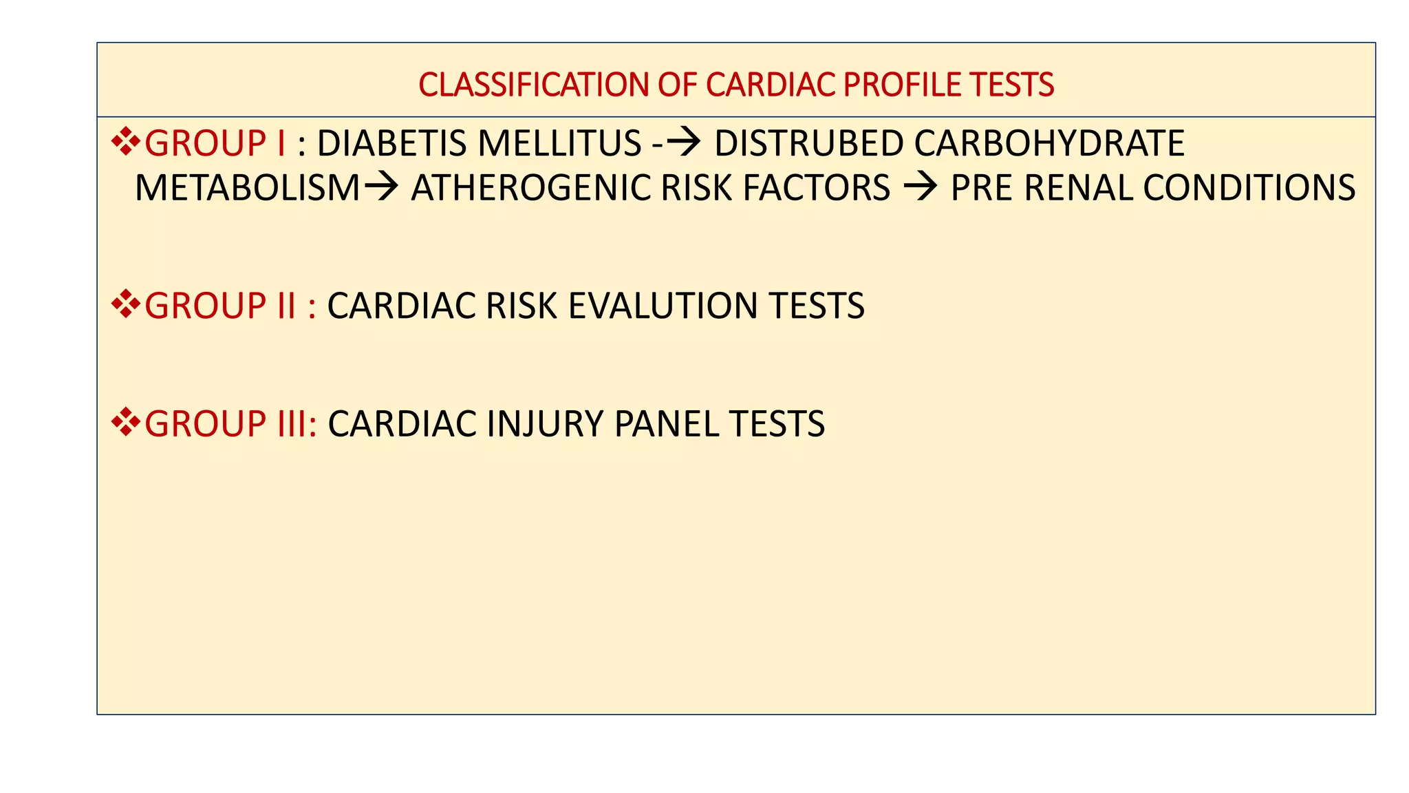 Cardiac profile tests(biochemical ) | PDF