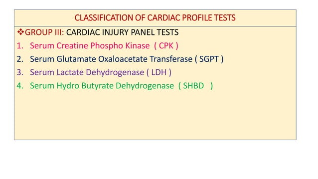Cardiac profile tests(biochemical ) | PDF