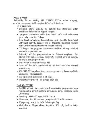Cardiac phase I rehab - parameters | PDF
