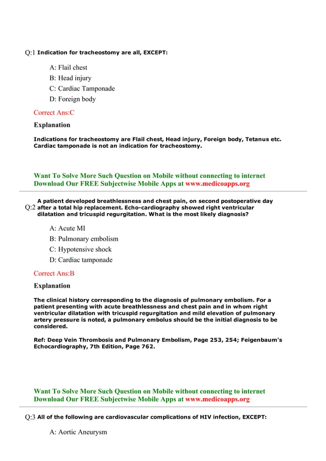 Cardiac tamponade sample paper for neet pg, usmle, plab, fmge (mci ...