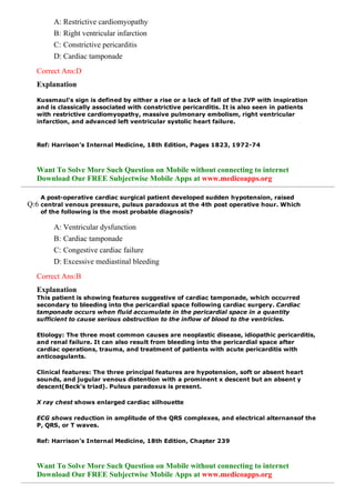 Cardiac tamponade sample paper for neet pg, usmle, plab, fmge (mci ...