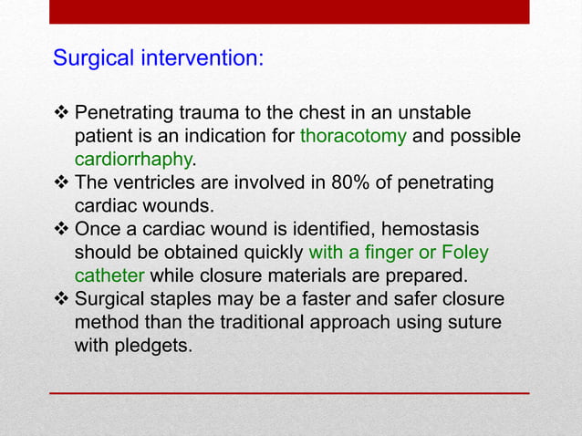 Cardiac trauma management | PPTX | Death, Injury, or Military Conflict | Sensitive Topics
