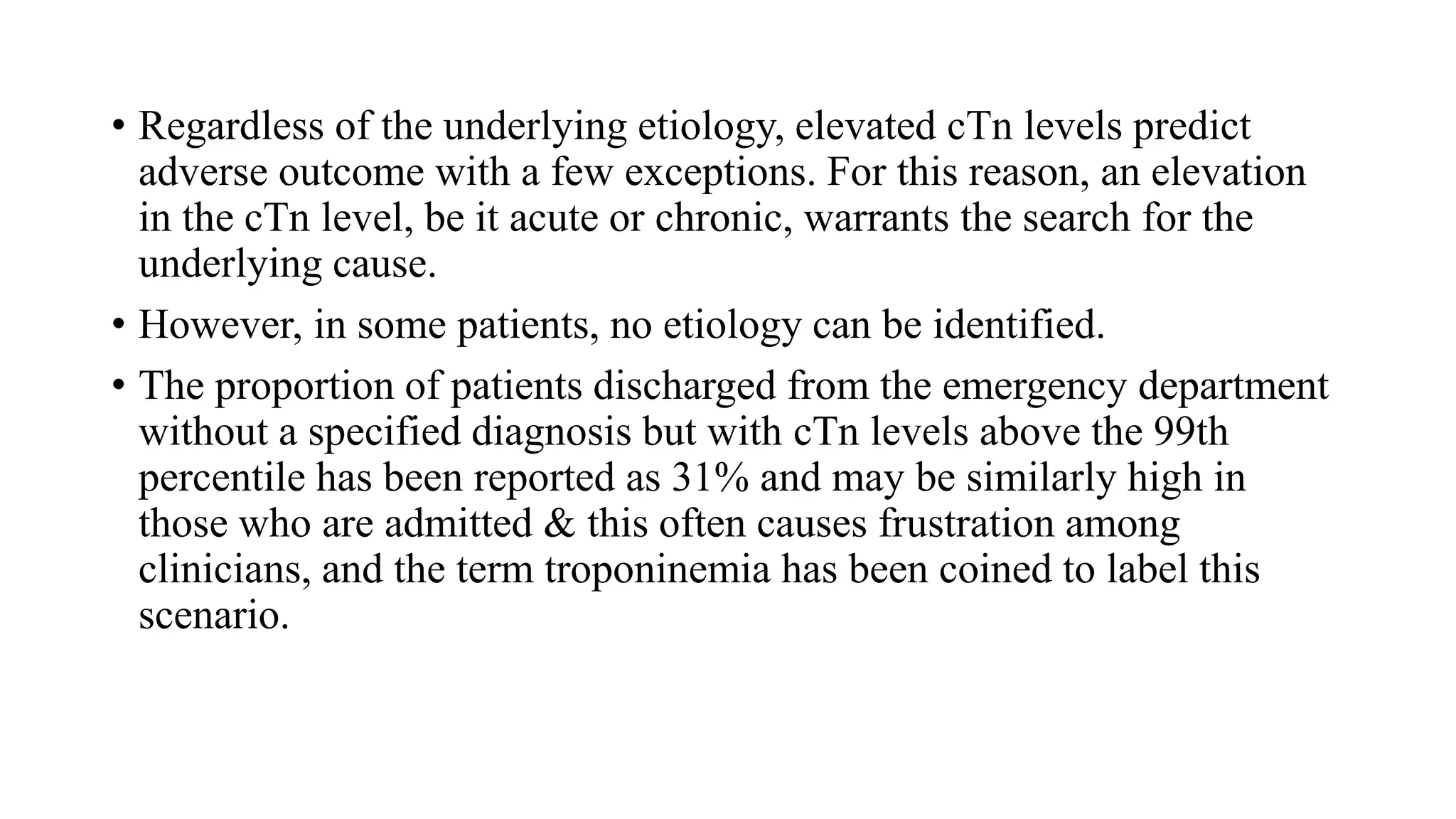 Cardiac Troponin Elevation In Patients Without A Specific Diagnosis Ppt