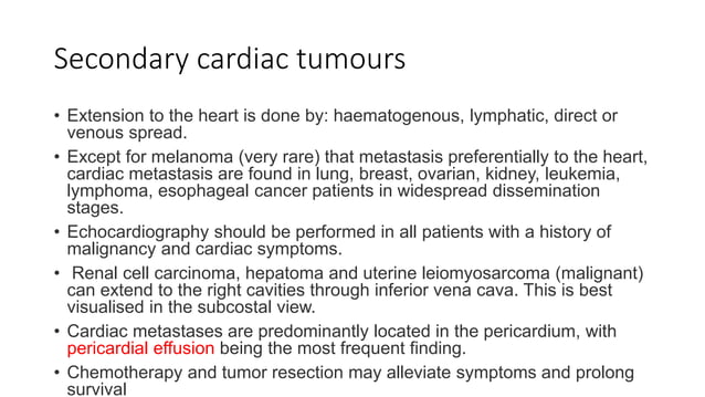 cardiac tumors.pptx | Heart and Cardiovascular Diseases | Diseases and ...