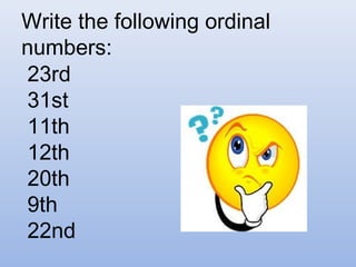 Cardinal and-ordinal-numbers - Telwoorden | PPT