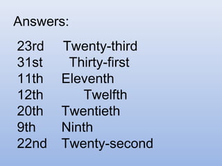 Cardinal and-ordinal-numbers - Telwoorden | PPT