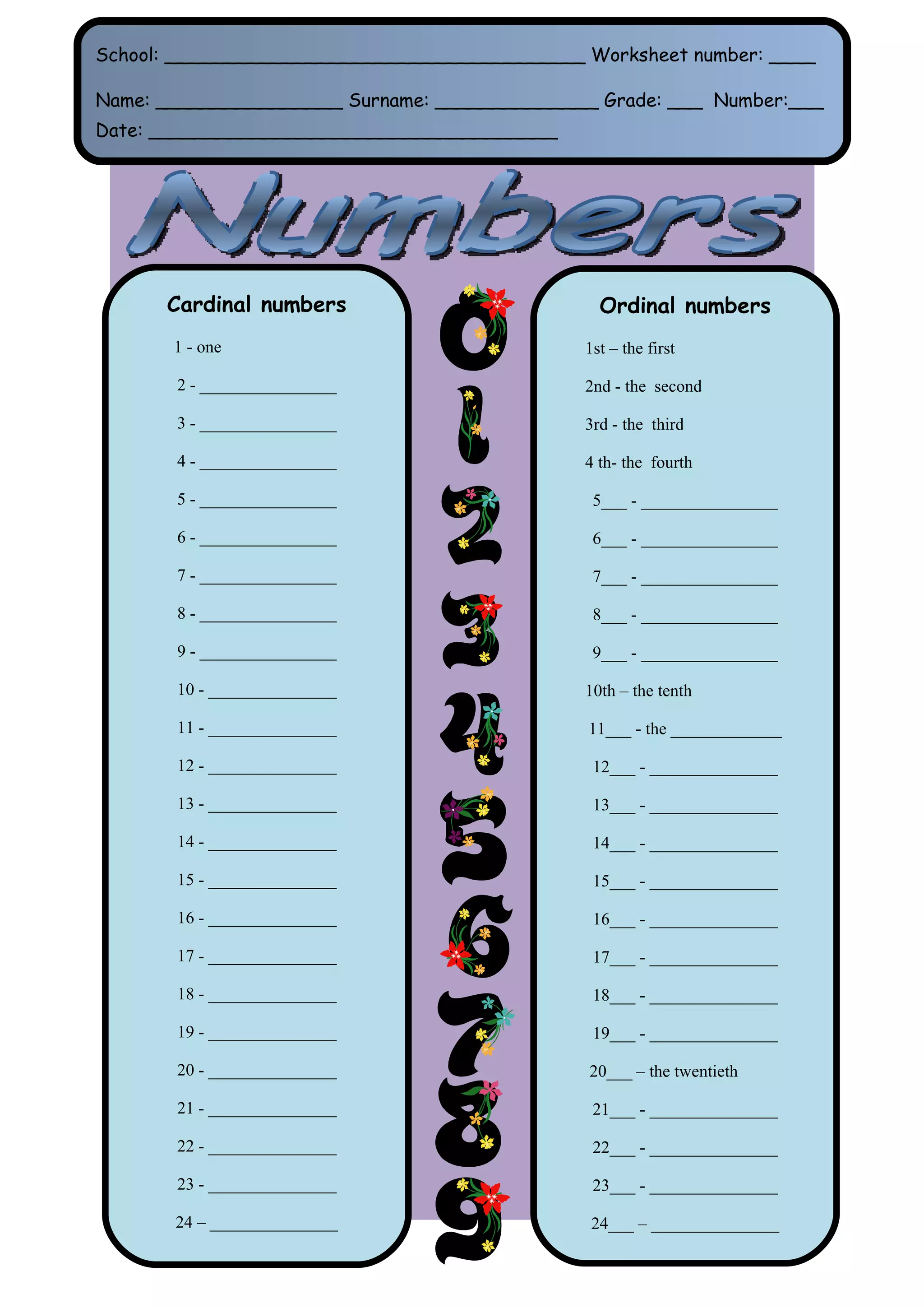 Cardinal and ordinal numbers | DOC