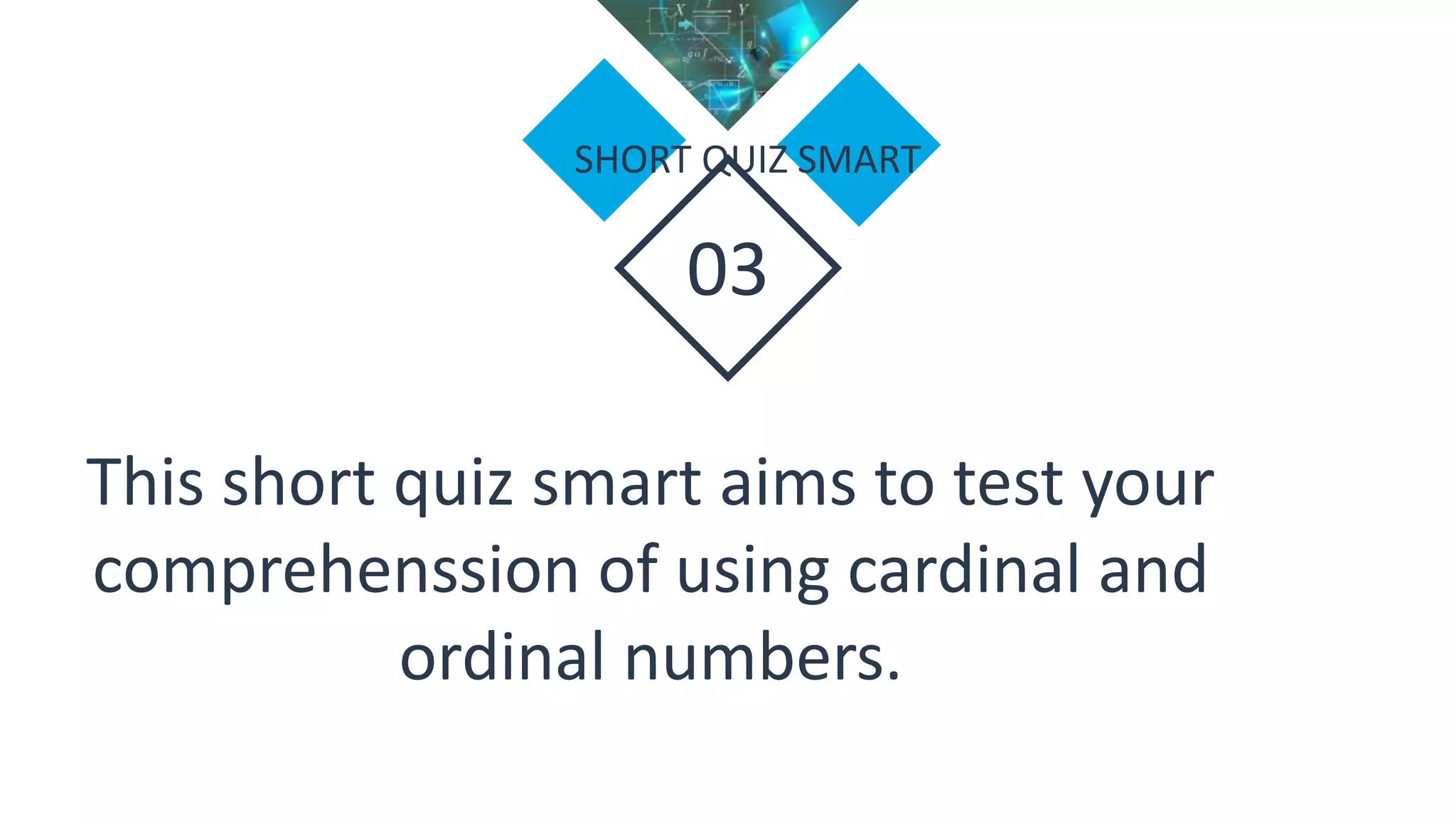 Cardinal and ordinal numbers ppt | PPTX