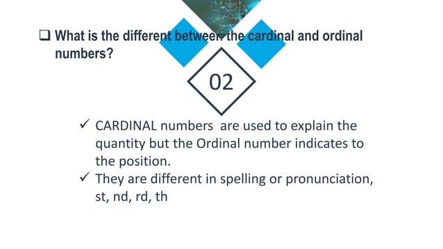 Cardinal and ordinal numbers ppt | PPTX | Anniversary | Personal Celebrations & Life Events