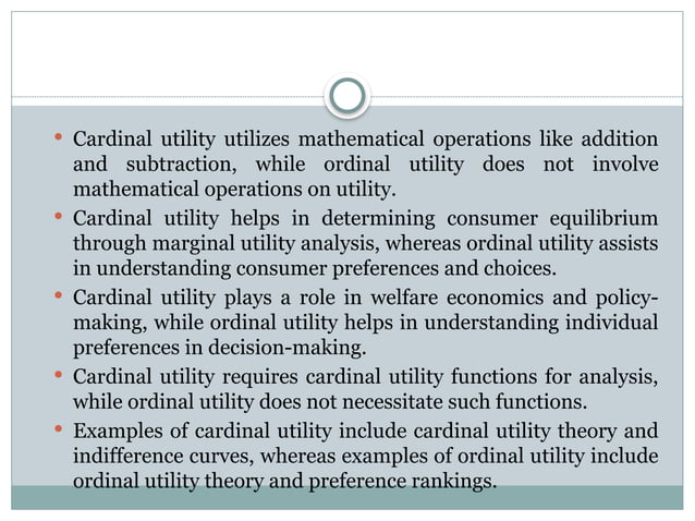Cardinal and Ordinal Utility Power Point Presentation | PPTX