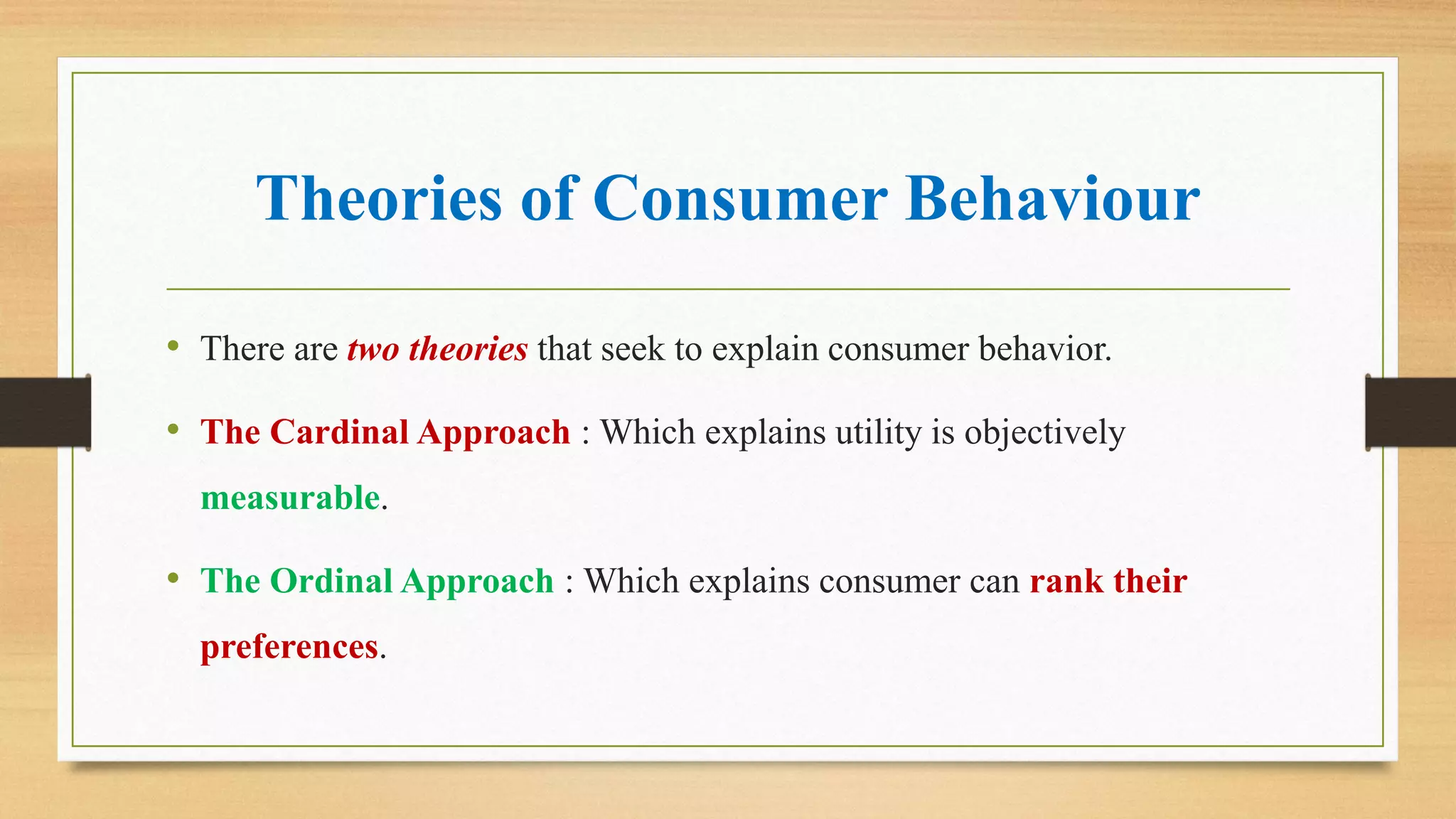 Cardinal and ordinal utility a theory of consumer bheahviour | PDF