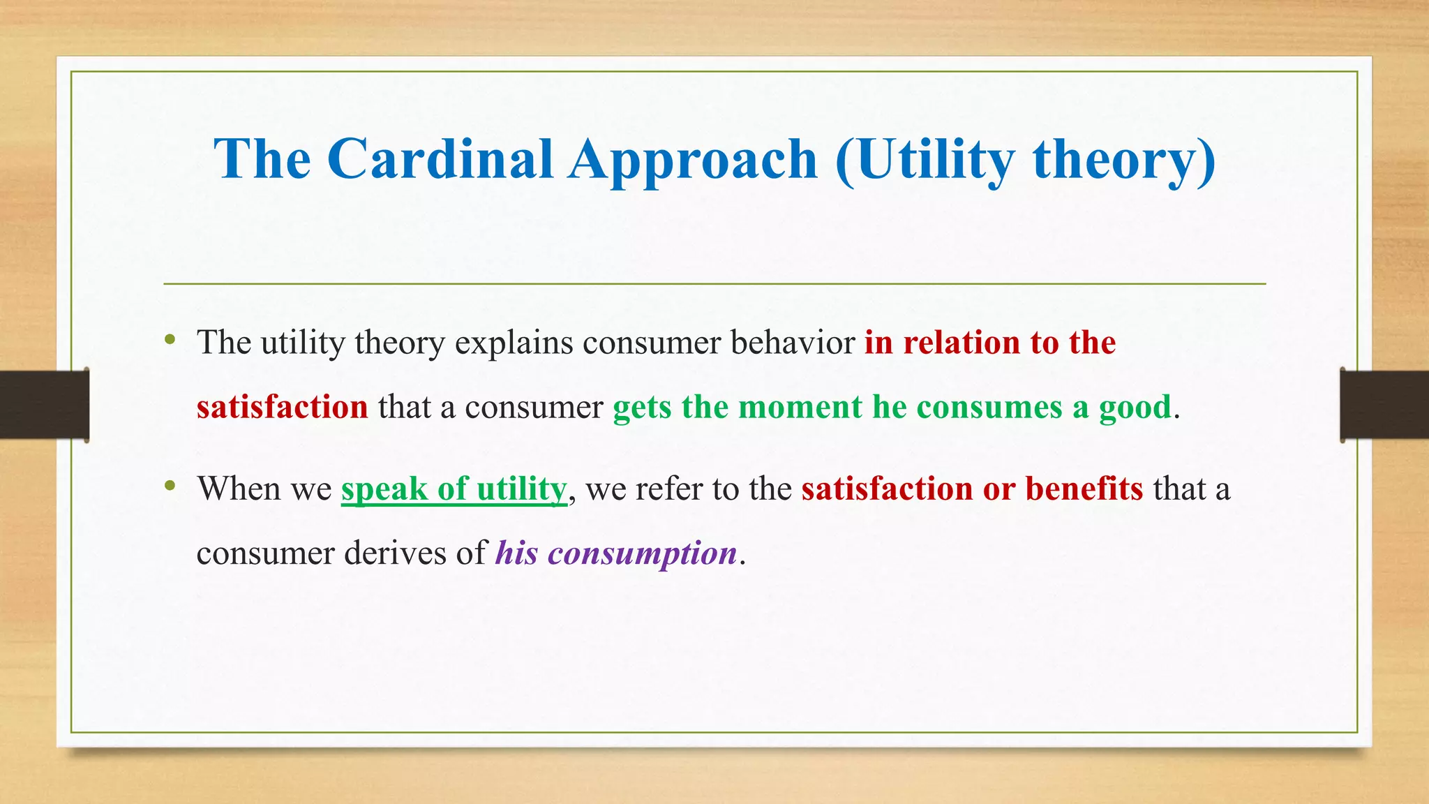 Cardinal and ordinal utility a theory of consumer bheahviour | PDF