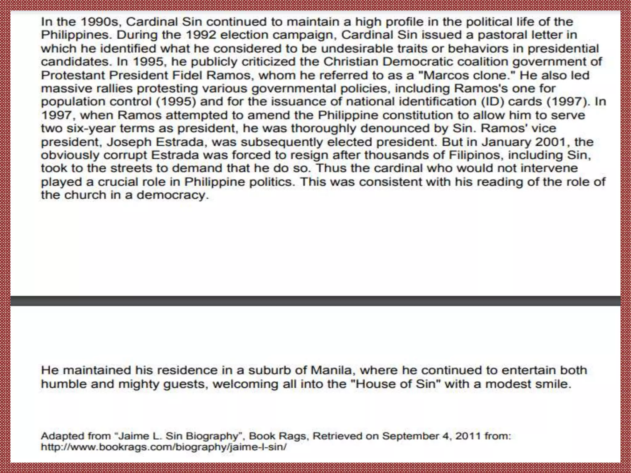 Cardinal Jaime Sin | PPT