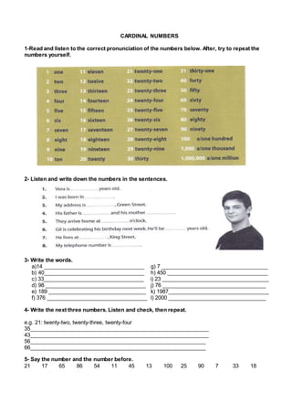 Cardinal numbers | DOCX