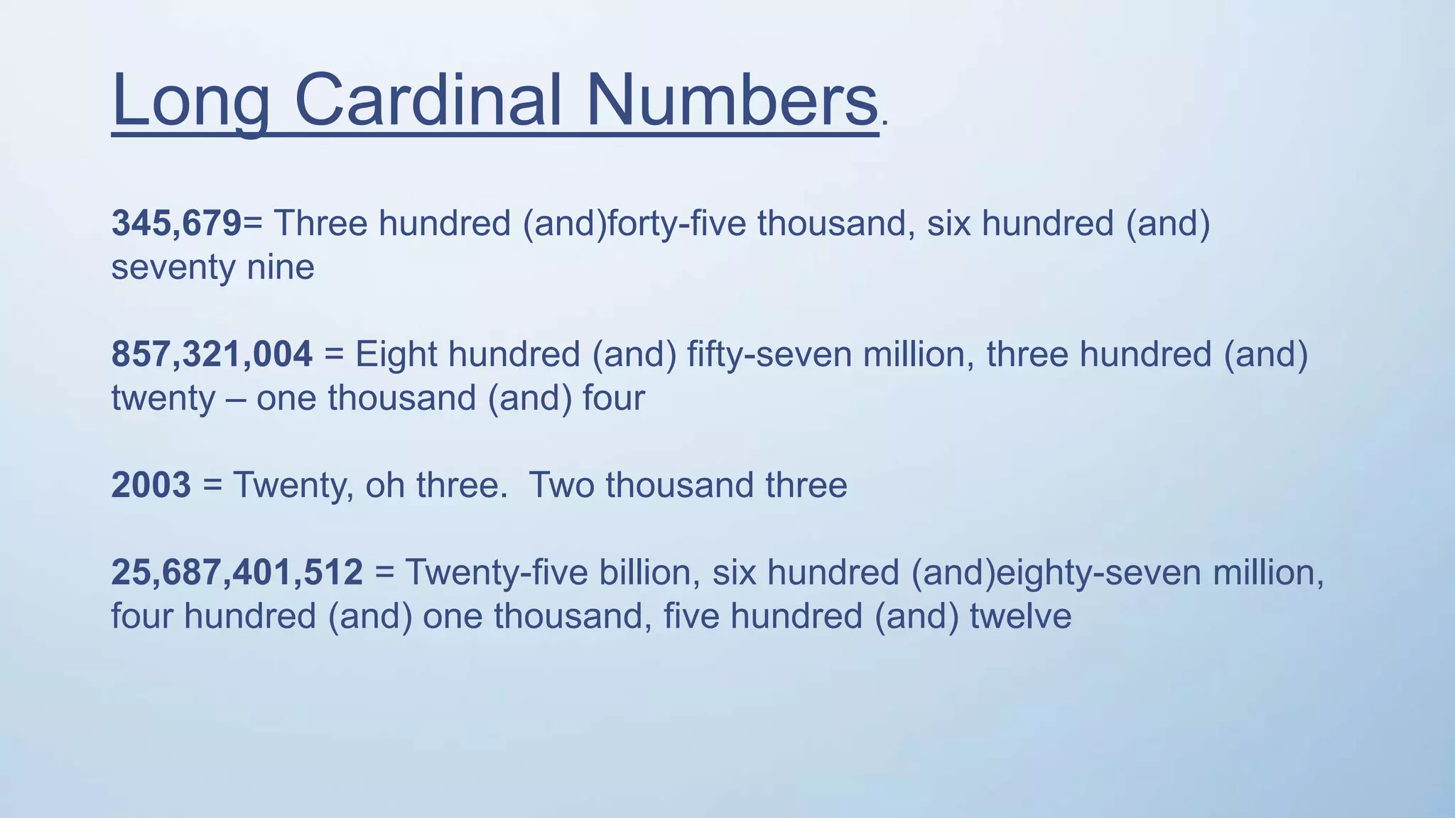Cardinal numbers | PPTX