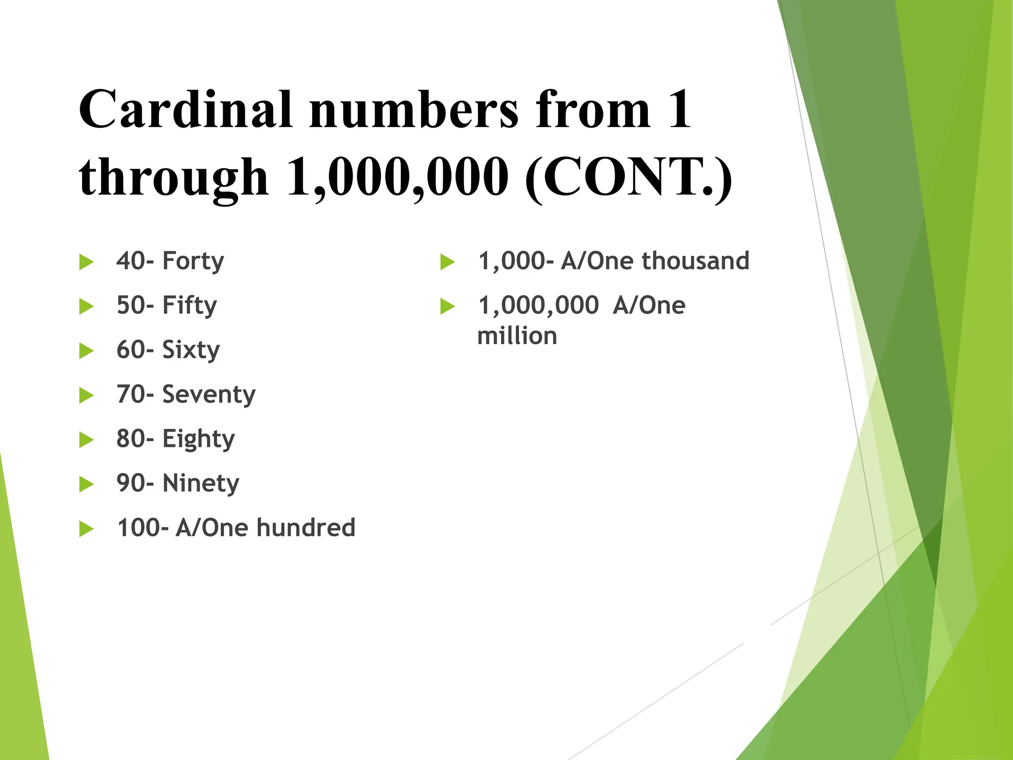 cardinal numbers.pptx este es un repaso de inglés del maestro Roberto ...