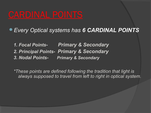Cardinal points,thin lenses and thick lenses | PPT