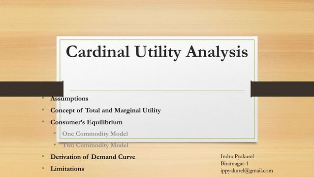 Cardinal utility analysis | PPTX | Government Support and Welfare | Financial Assistance