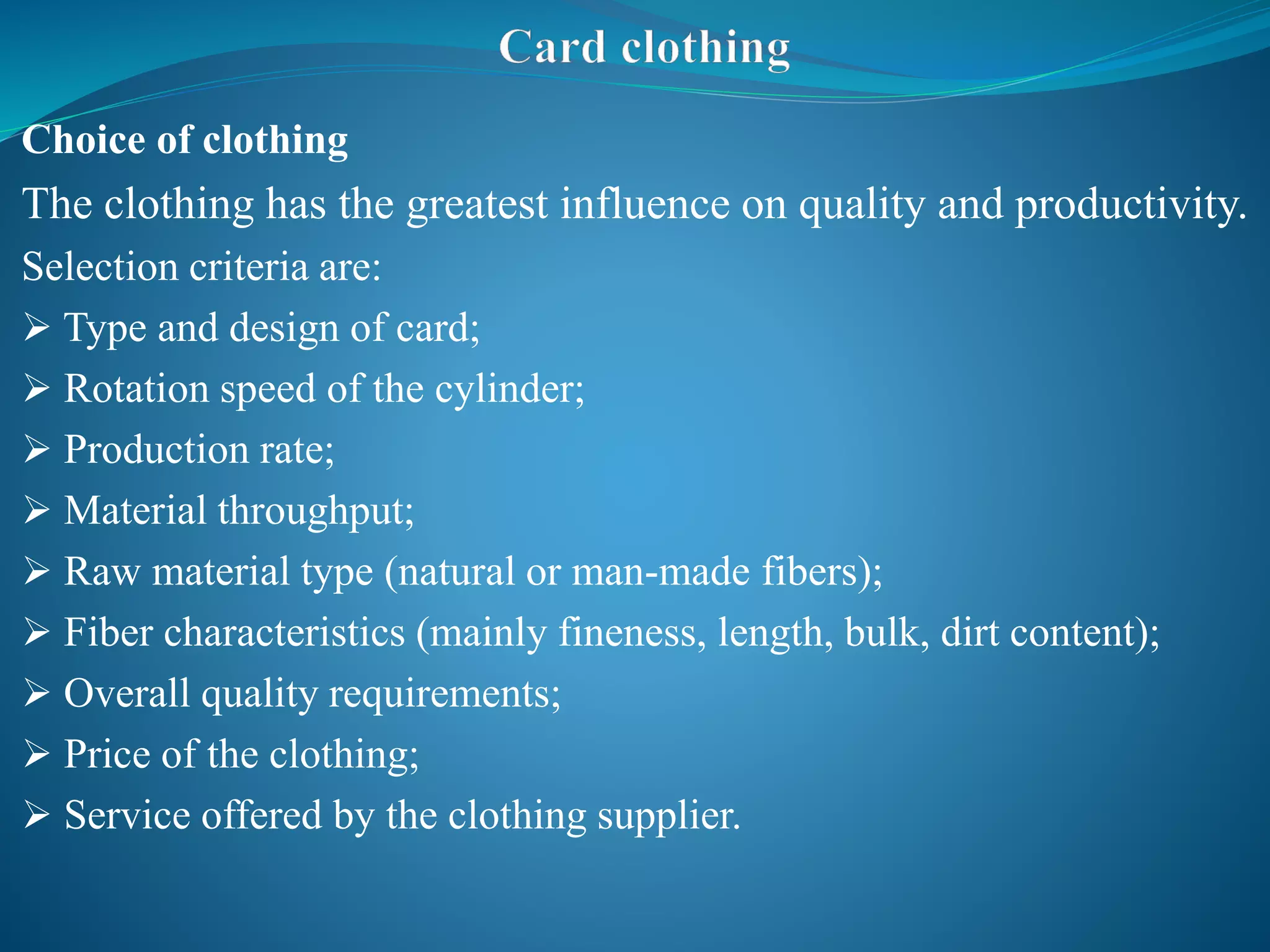 Yarn manufacturing Process : Carding | PDF
