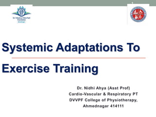 Cardio respiratory adaptations to exercise training | PPTX