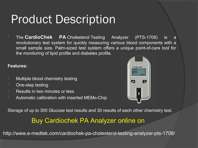 Cardio chek pa analyzer - medtek | PPT | Medical Tests | Medical Health