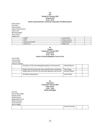 Cardio egypt 2019 program | PDF