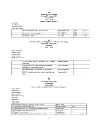 Cardio egypt 2019 program | PDF