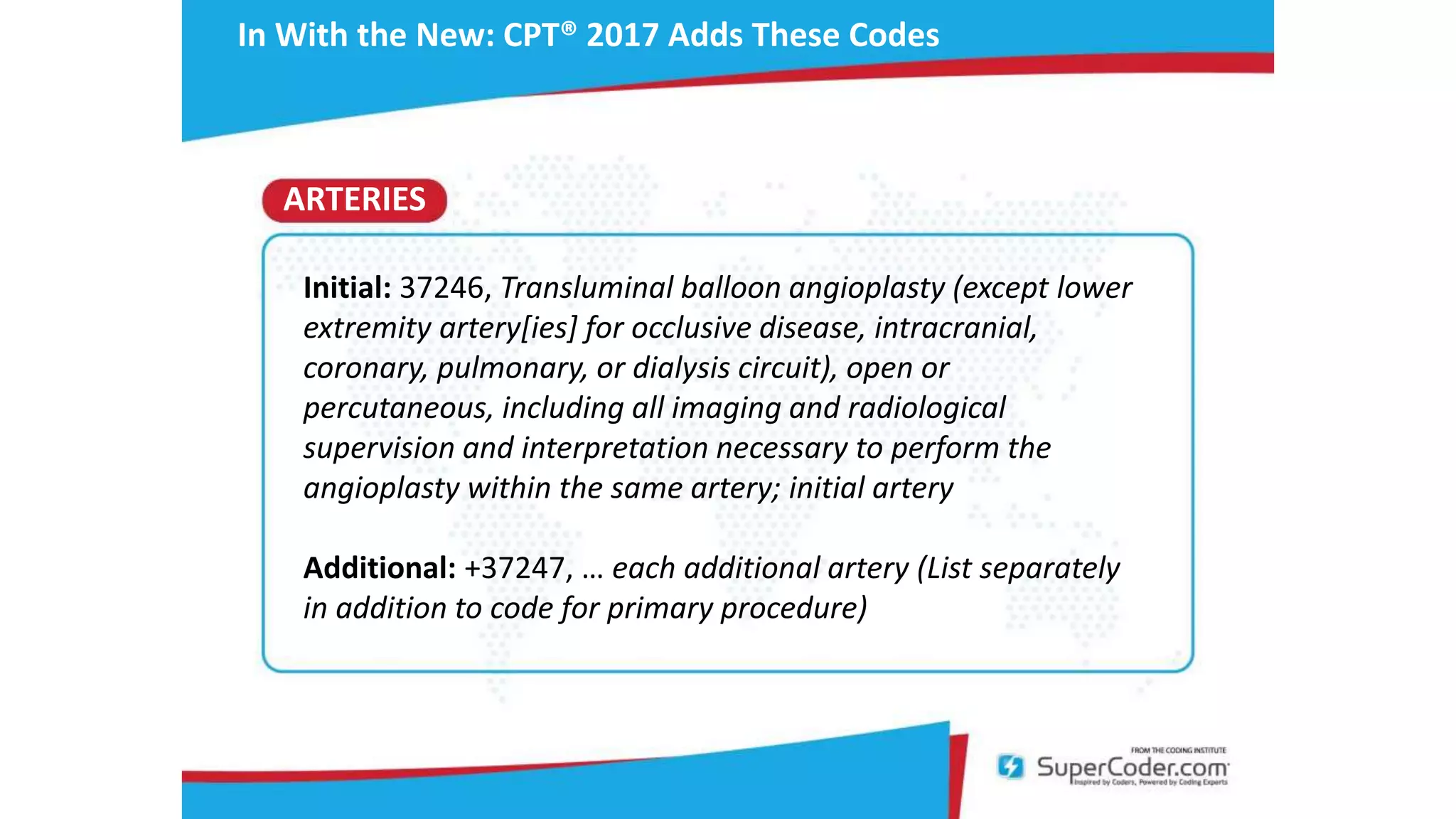 CPT® 2017 At-A-Glance: Transluminal Balloon Angioplasty | PPT