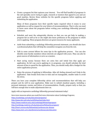 Cardiology Personal Statement and Guide for Fellows in 2017 | PDF
