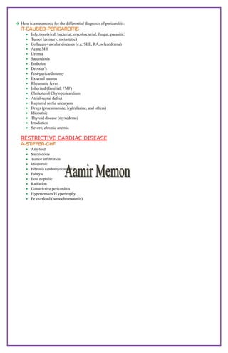 Cardiology mnemonics | PDF