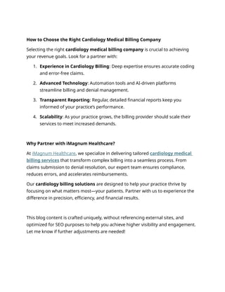 Streamline Your Revenue with Cardiology Billing Services | DOCX