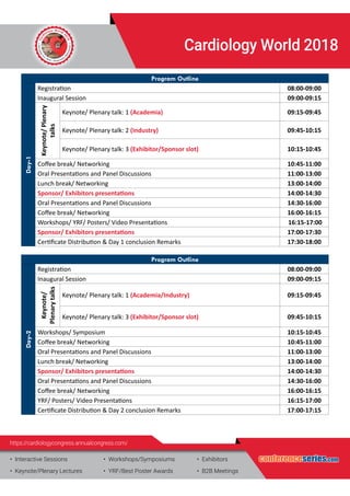 Cardiology world 2018 tentative programme | PDF