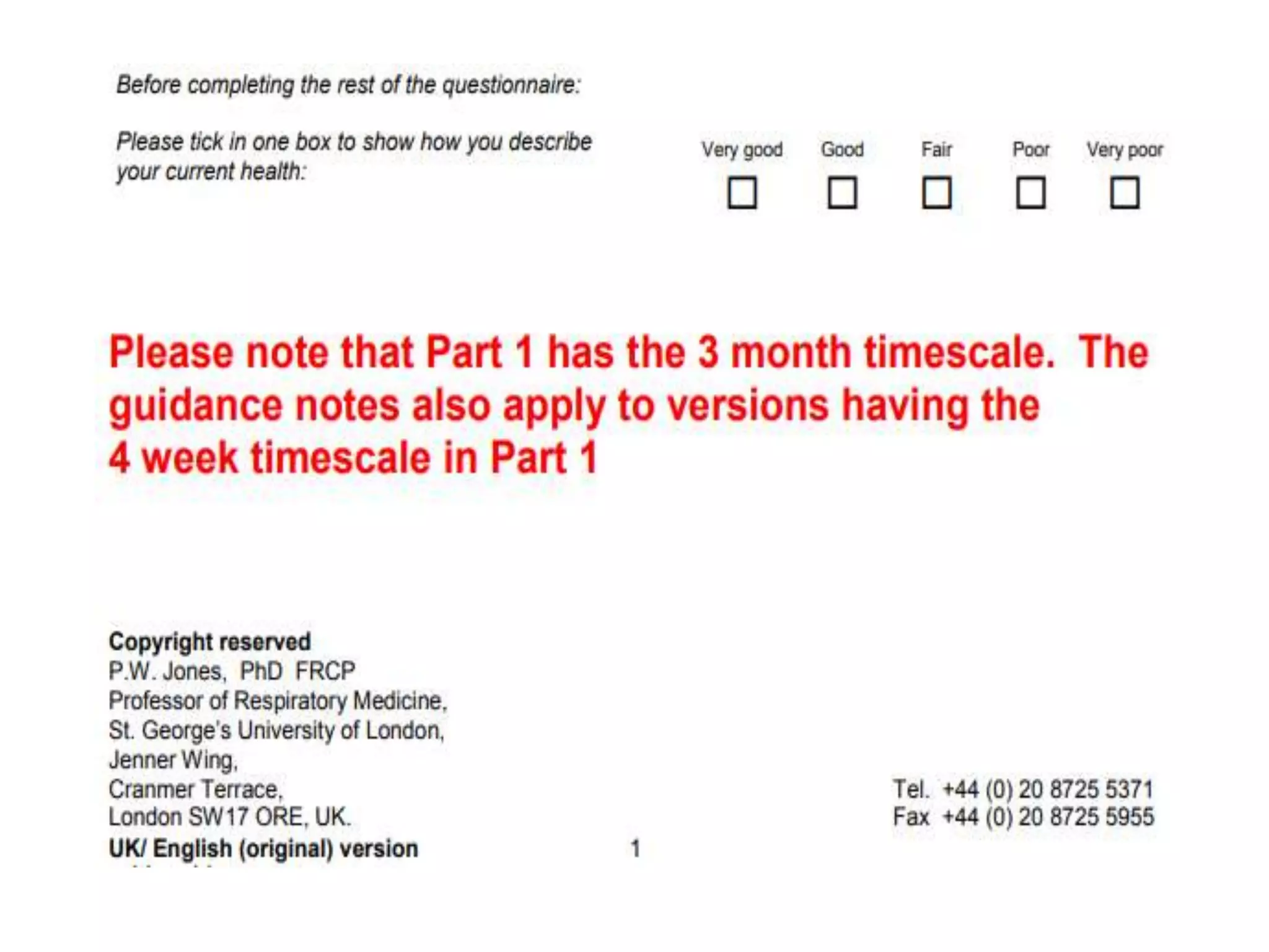 Cardiopulmonary sgrq questionnaire | PPTX