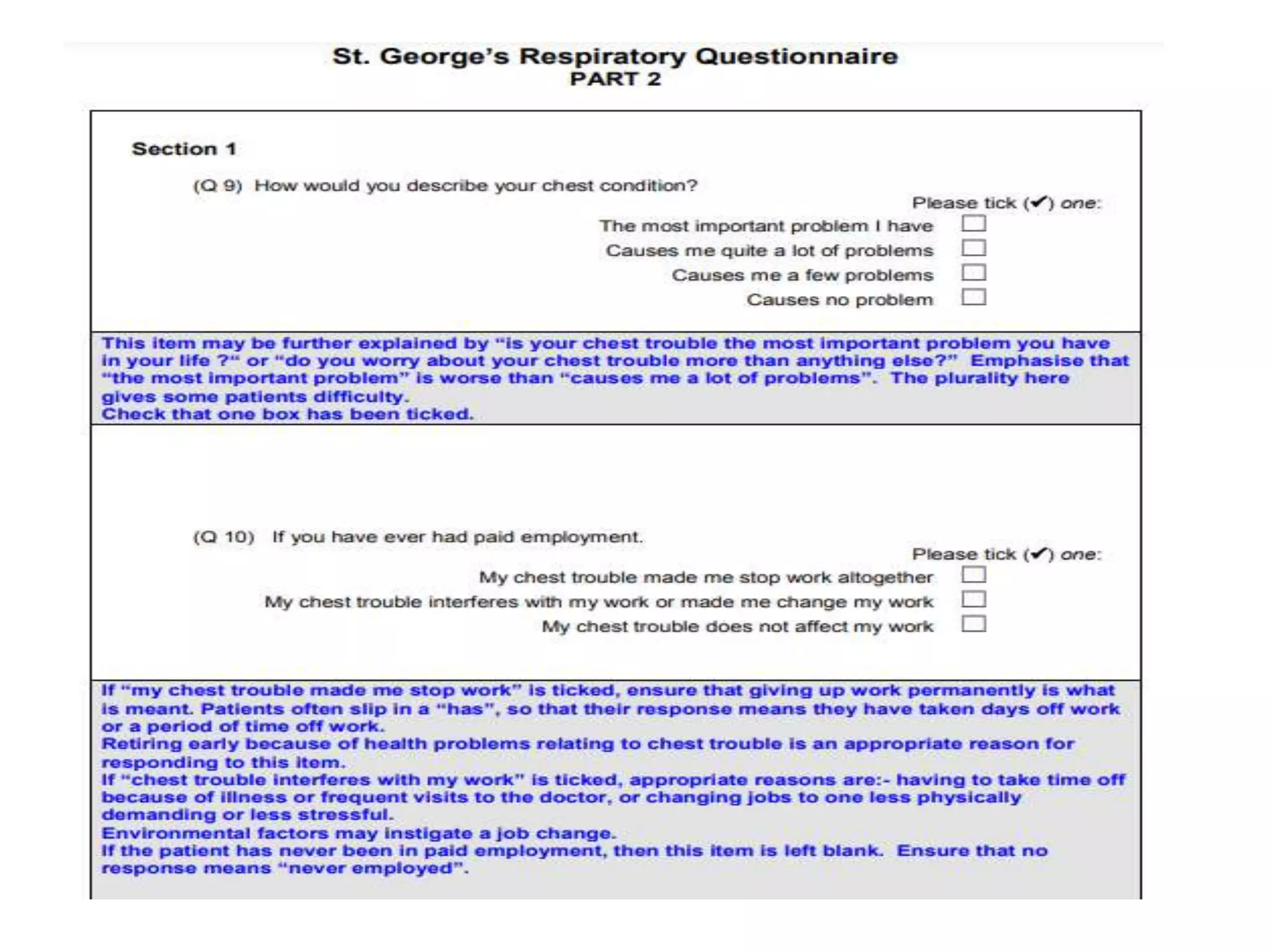Cardiopulmonary sgrq questionnaire | PPTX