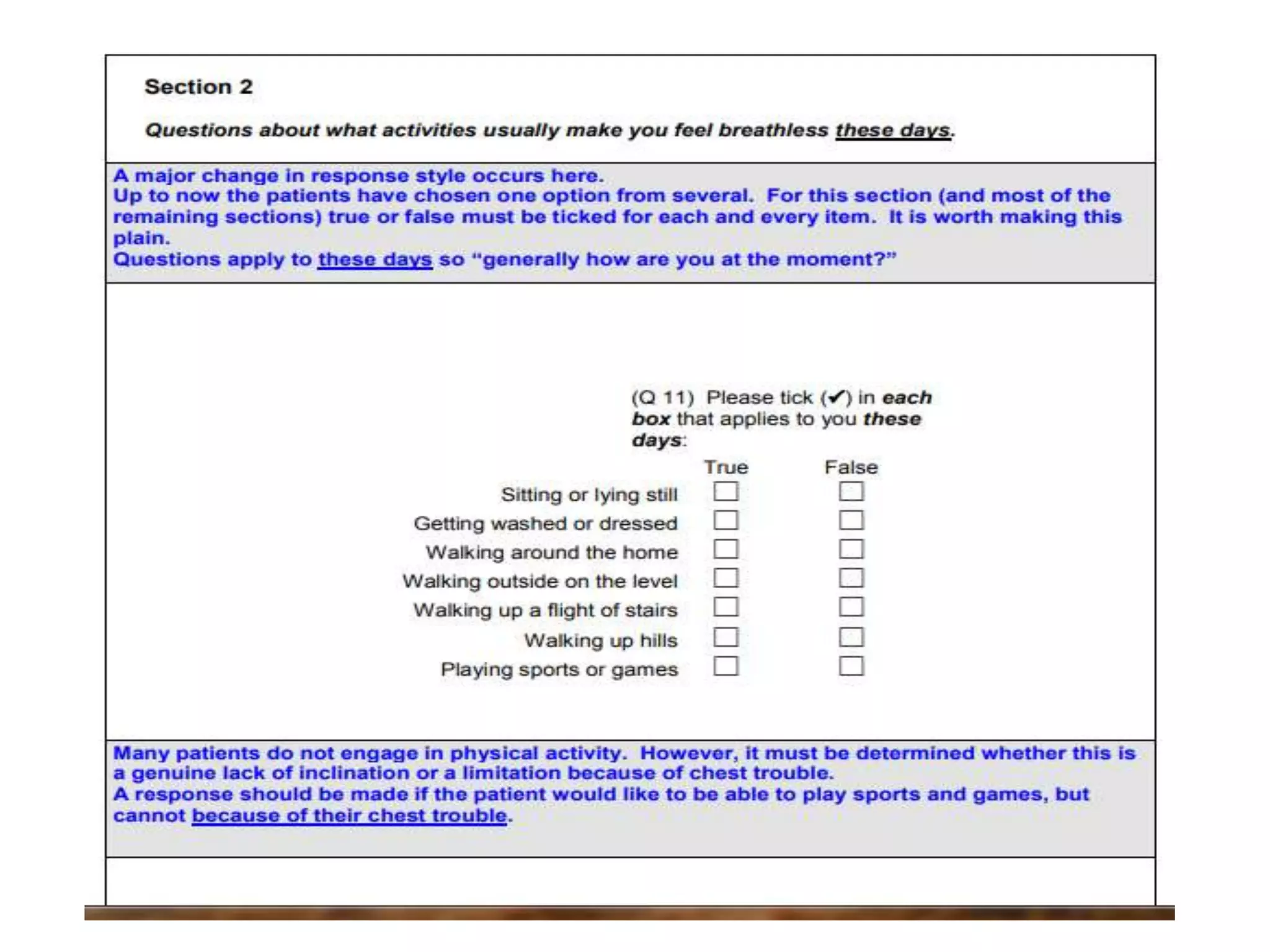 Cardiopulmonary sgrq questionnaire | PPTX