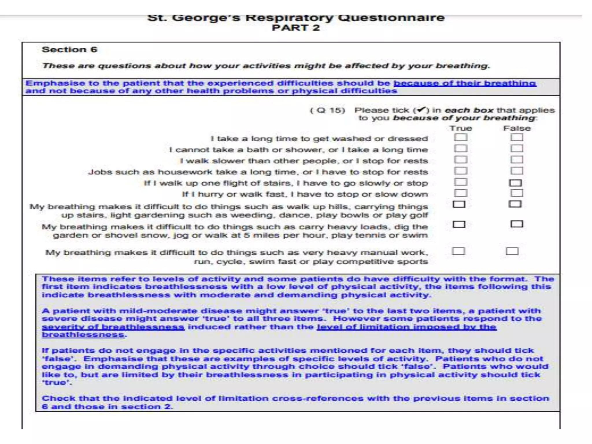 Cardiopulmonary sgrq questionnaire | PPTX
