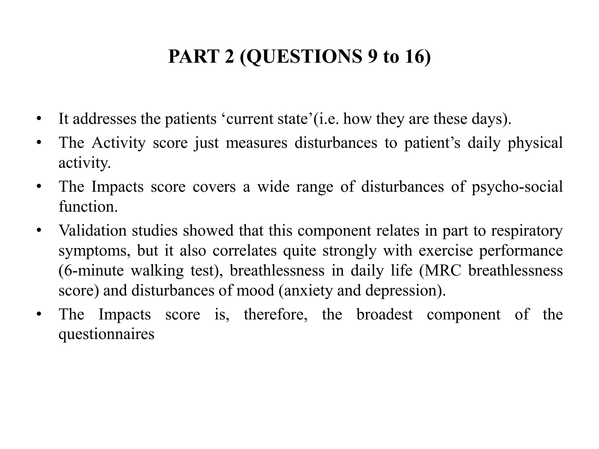 Cardiopulmonary sgrq questionnaire | PPTX