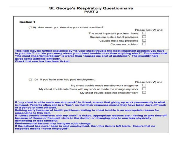 Cardiopulmonary sgrq questionnaire | PPT