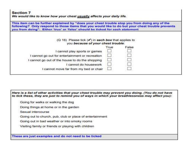 Cardiopulmonary sgrq questionnaire | PPT