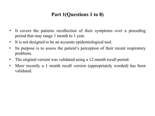 Cardiopulmonary sgrq questionnaire | PPTX