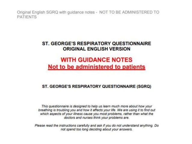 Cardiopulmonary sgrq questionnaire | PPT