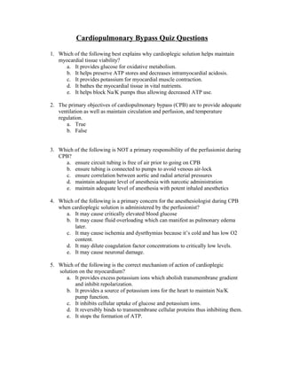 Perfusionist... Prometric Exam Model Questions | PDF