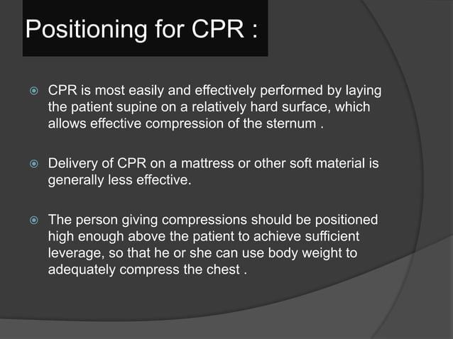 Cardiopulmonary resuscitation (cpr) | PPTX | First Aid | Injuries