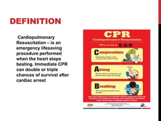 Cardiopulmonary resuscitation (cpr) | PPTX | First Aid | Injuries