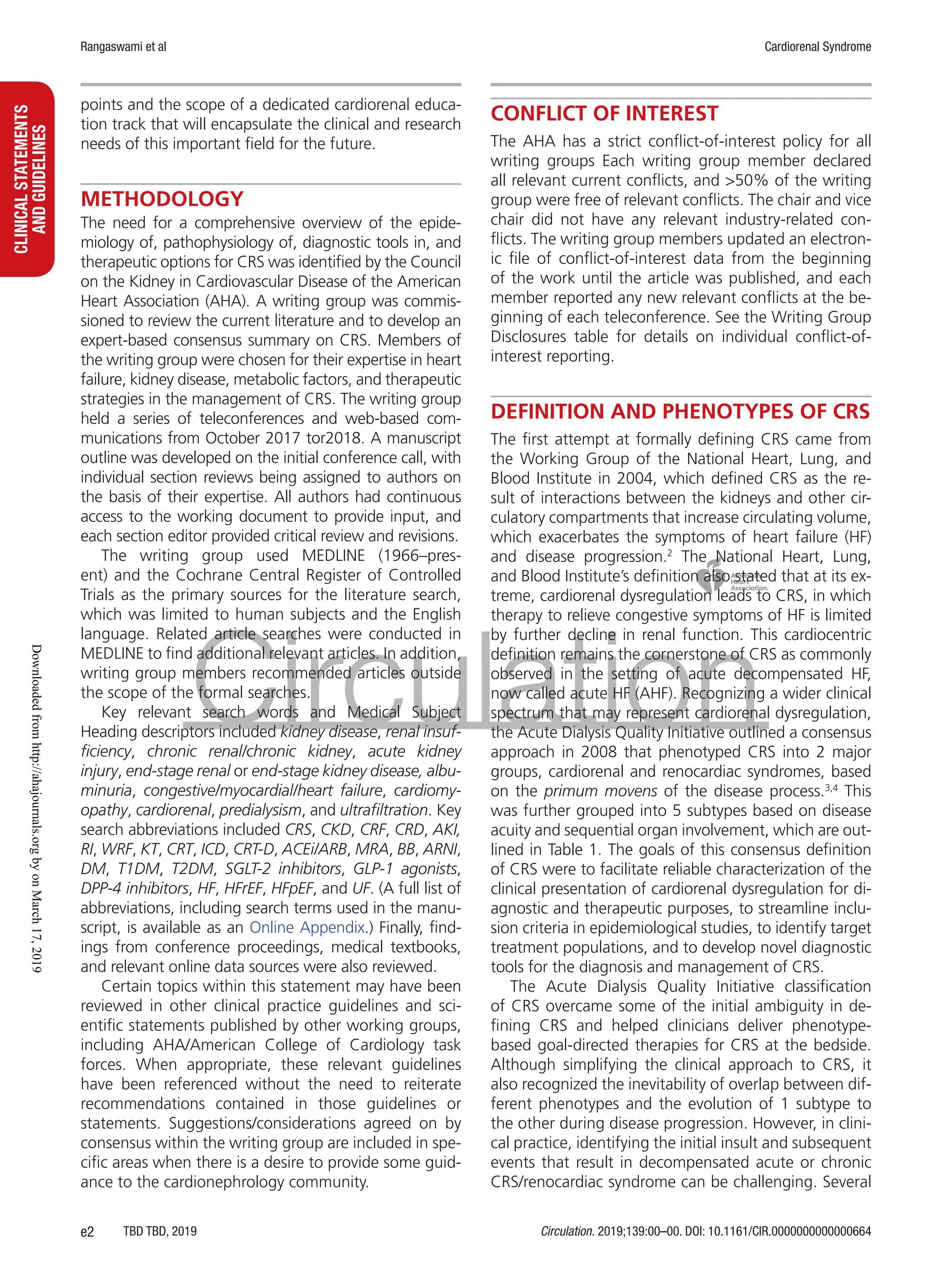 Cardiorenal Syndrome Classification, Pathophysiology, Diagnosis, and Treatment Strategies A ...