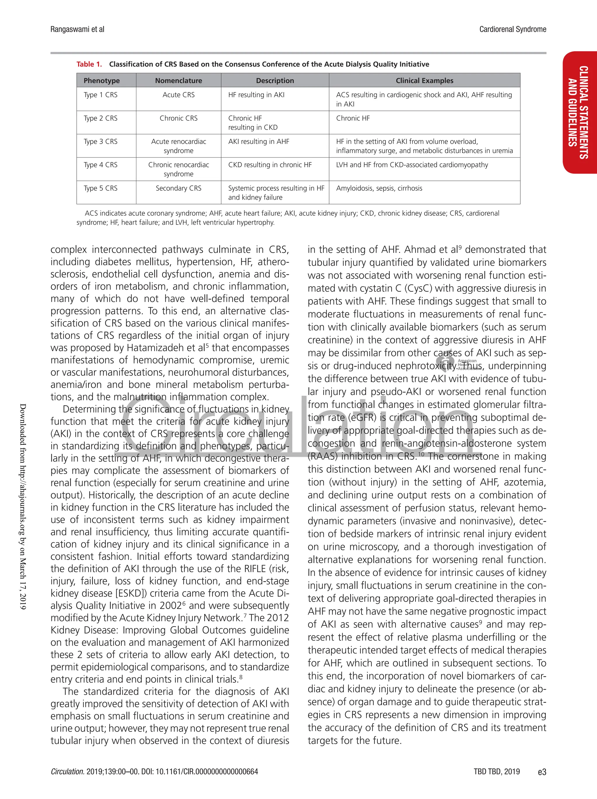 Cardiorenal Syndrome Classification, Pathophysiology, Diagnosis, and Treatment Strategies A ...